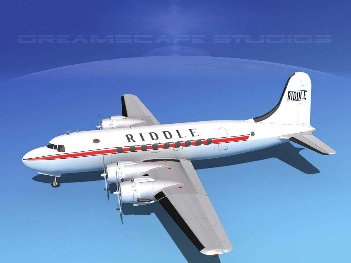 Douglas DC-4 Riddle Airlines 3D Model by Dreamscape Studios