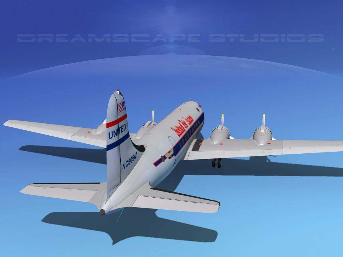 Douglas DC-4 United Airlines 3D Model by Dreamscape Studios