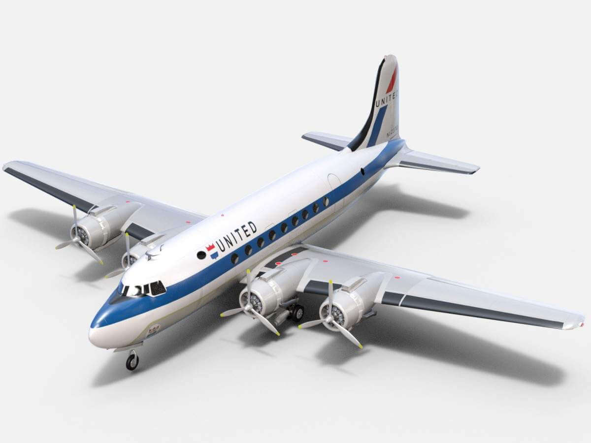 Douglas DC-4 United Airlines 3D Model by Dreamscape Studios