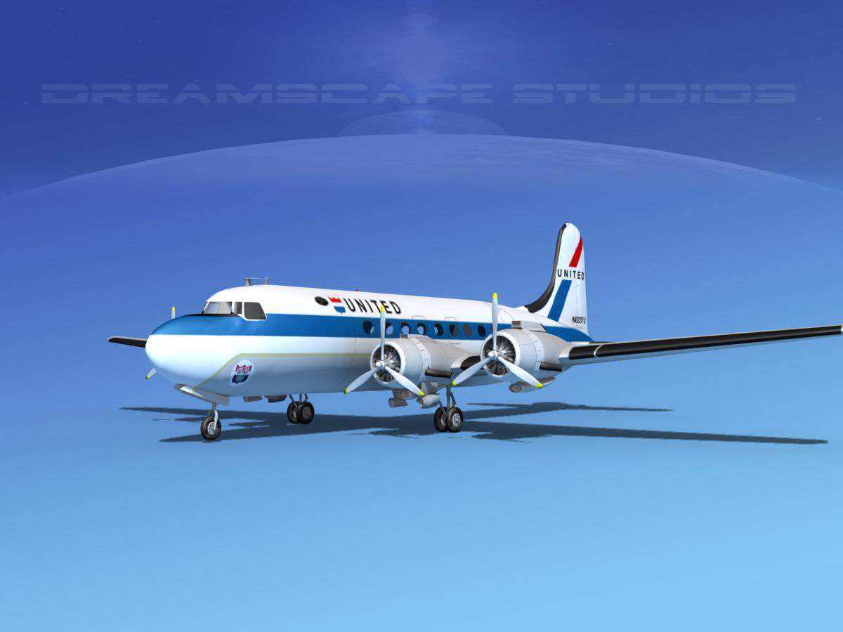 Douglas DC-4 United Airlines 3D Model by Dreamscape Studios