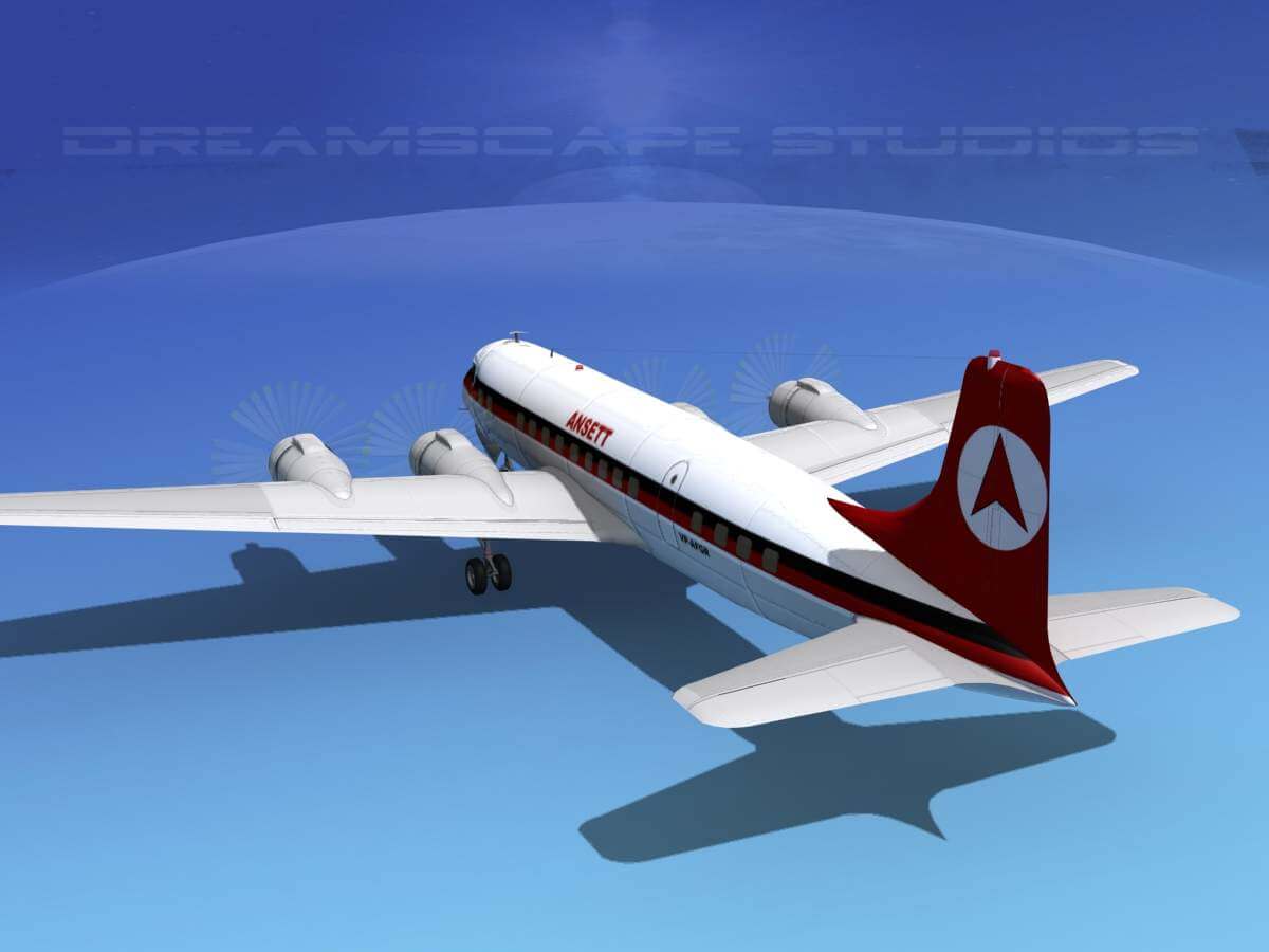 Douglas DC-6 Ansett 3D Model by Dreamscape Studios