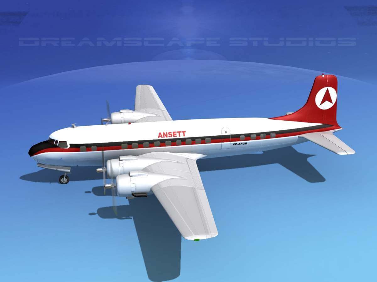 Douglas DC-6 Ansett 3D Model by Dreamscape Studios