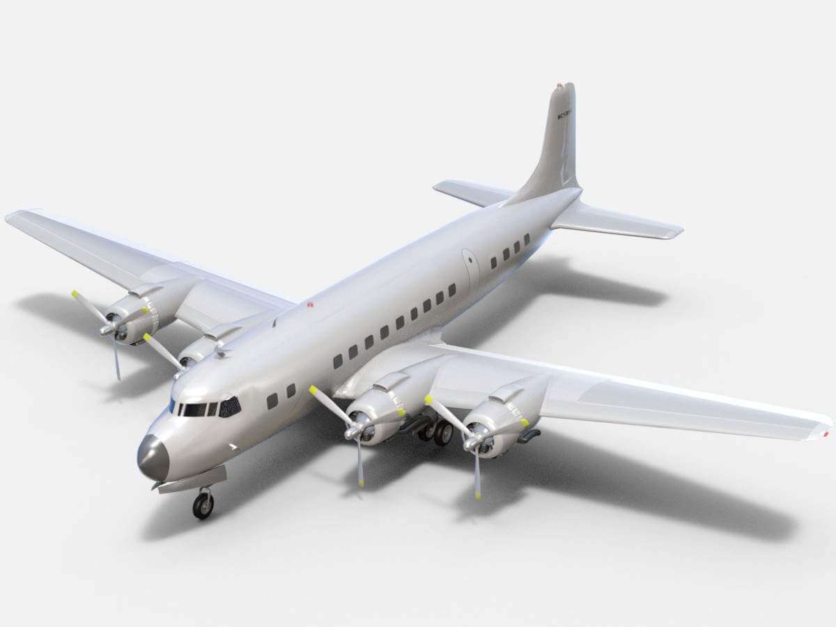 Douglas DC-6 Bare Metal 3D Model by Dreamscape Studios