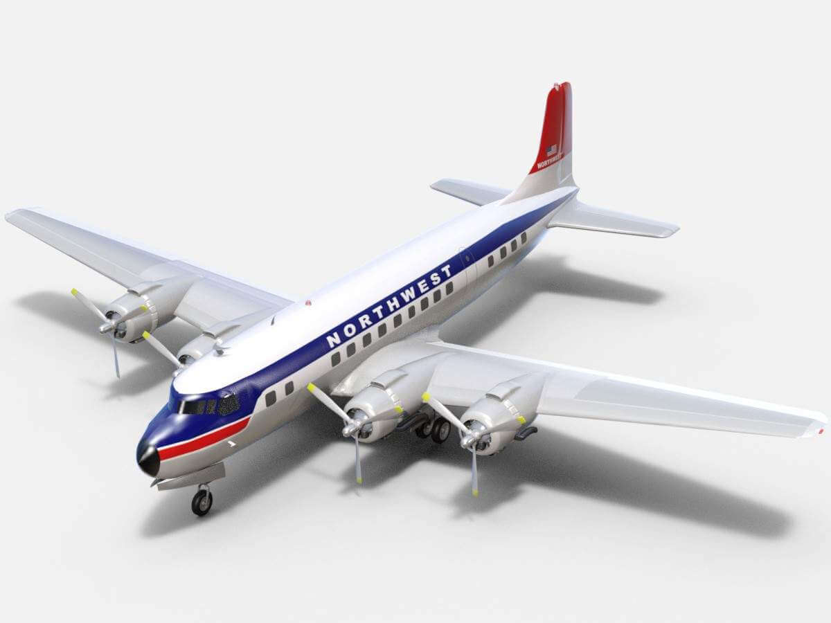 Douglas DC-6 Northwest Airlines 3D Model by Dreamscape Studios