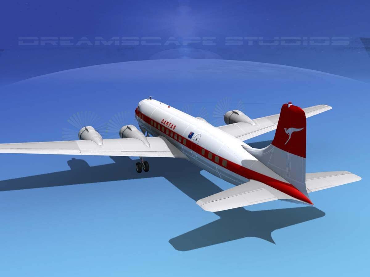 Douglas DC-6 Qantas 3D Model by Dreamscape Studios
