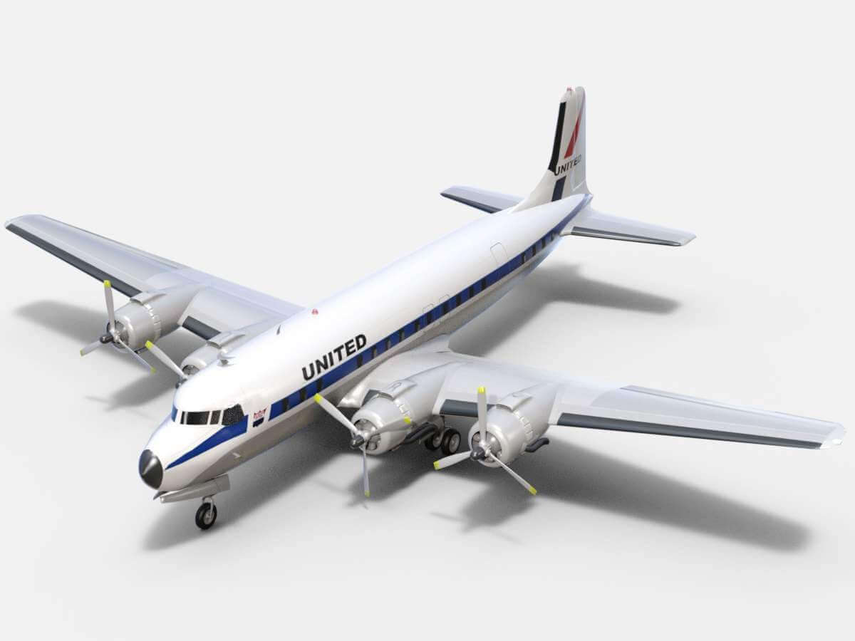 Douglas DC-7B United Airlines 3D Model by Dreamscape Studios