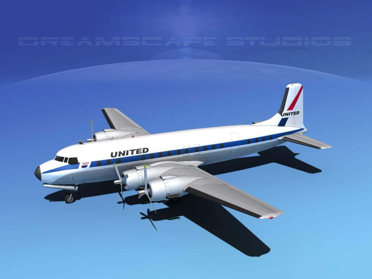 Douglas DC-7B United Airlines 3D Model by Dreamscape Studios