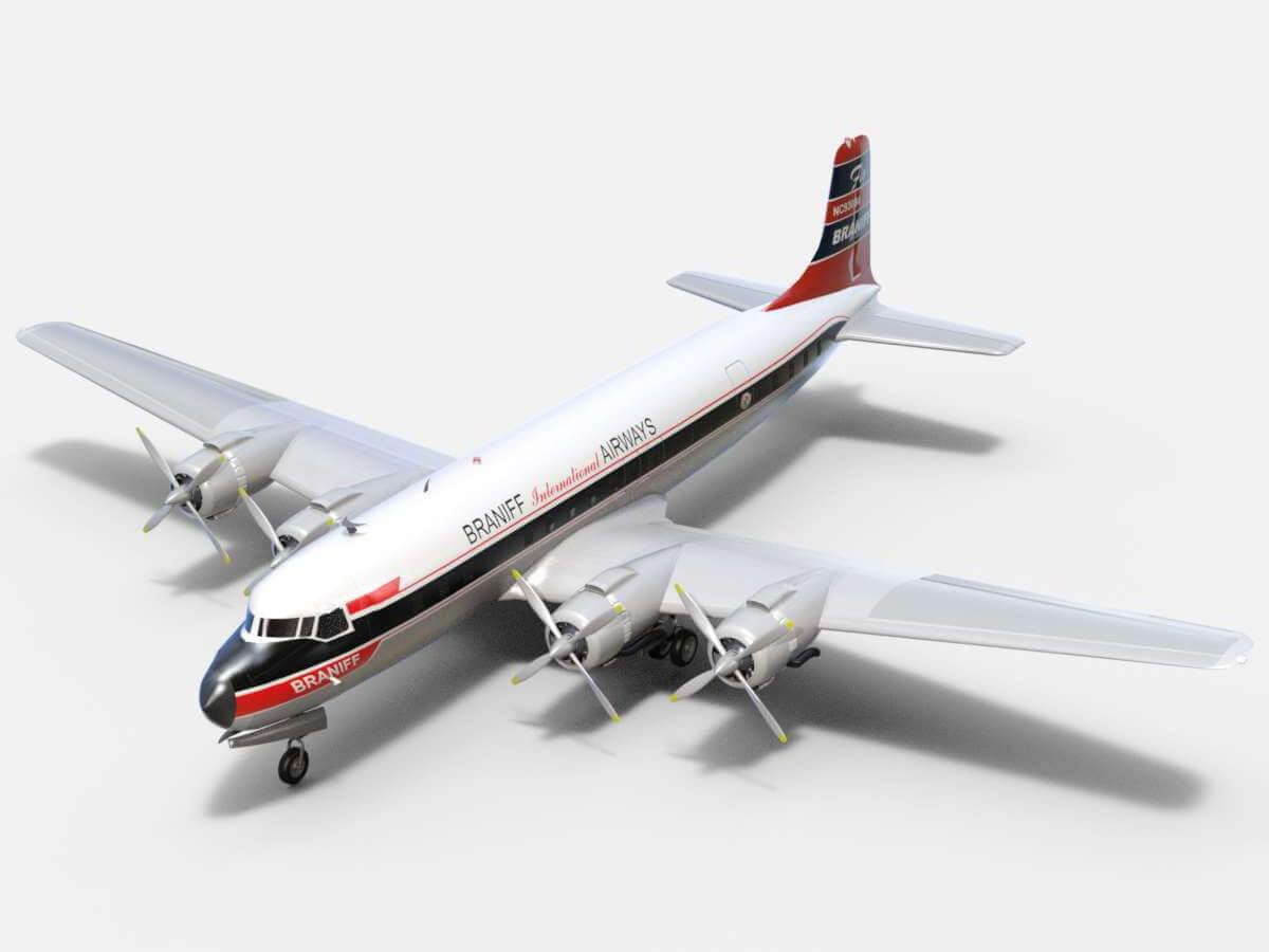 Douglas DC-7C Braniff Intl 3D Model by Dreamscape Studios
