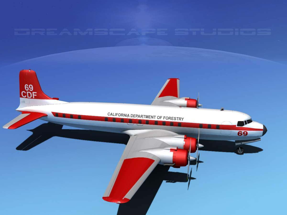 Douglas DC-7C Cal Dept Forestry 3D Model by Dreamscape Studios