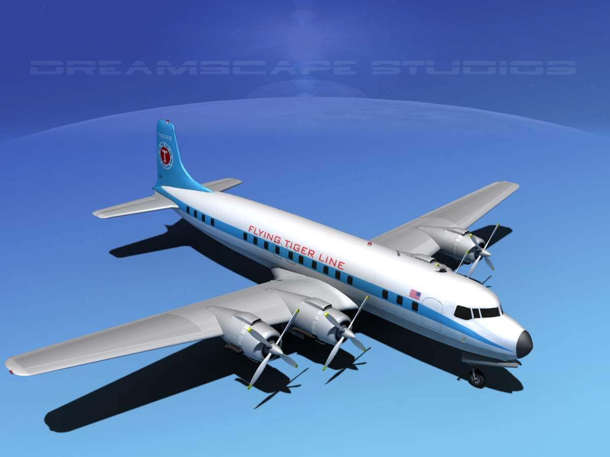 Douglas DC-7C Flying Tiger Line 3D Model by Dreamscape Studios
