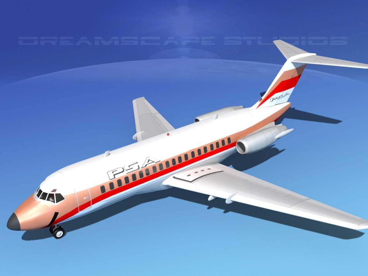 Douglas DC-9-20 PSA 3D Model by Dreamscape Studios