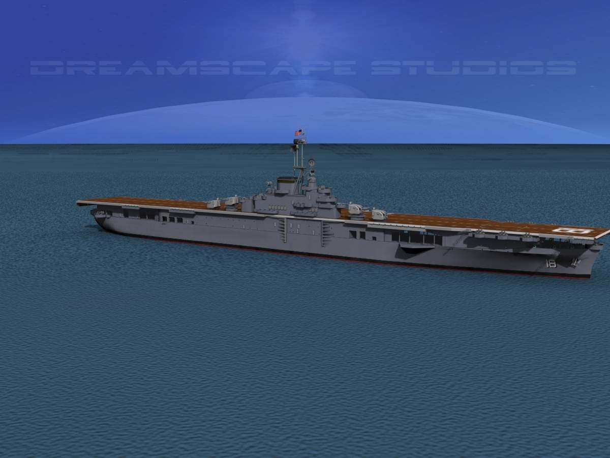 Essex Class Carrier CV-18 USS Wasp 3D Model by Dreamscape Studios