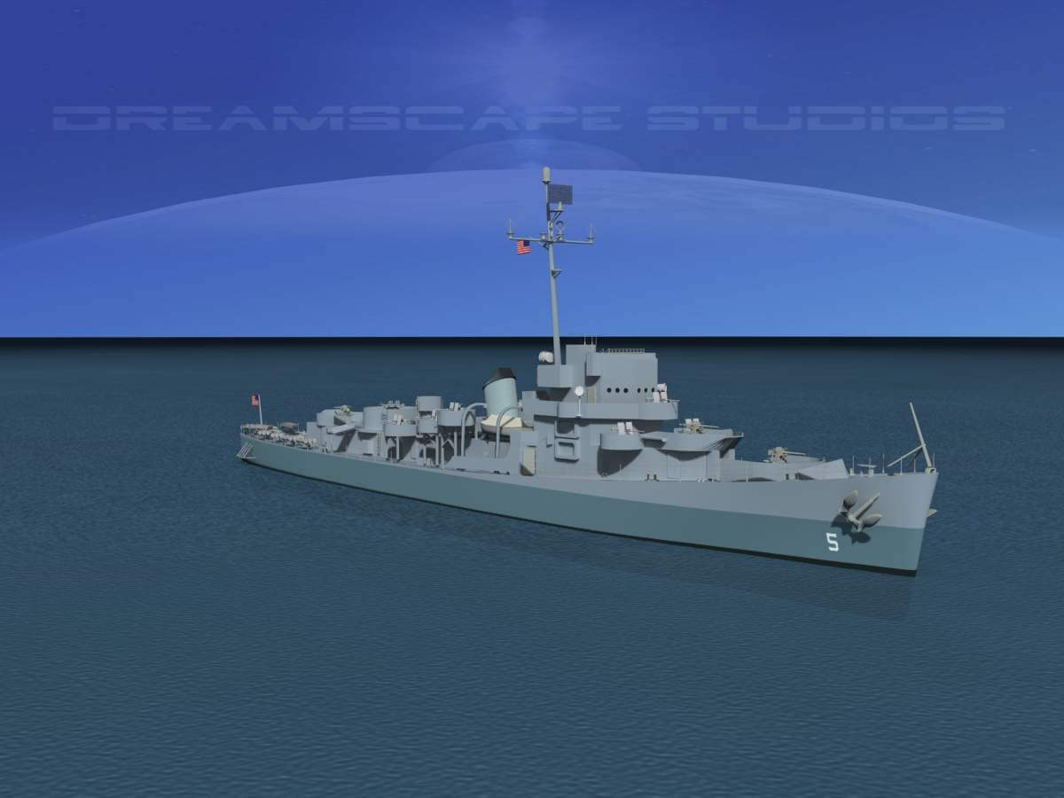 Evarts Class DE 5 USS Evarts - 3D Model by Dreamscape Studios