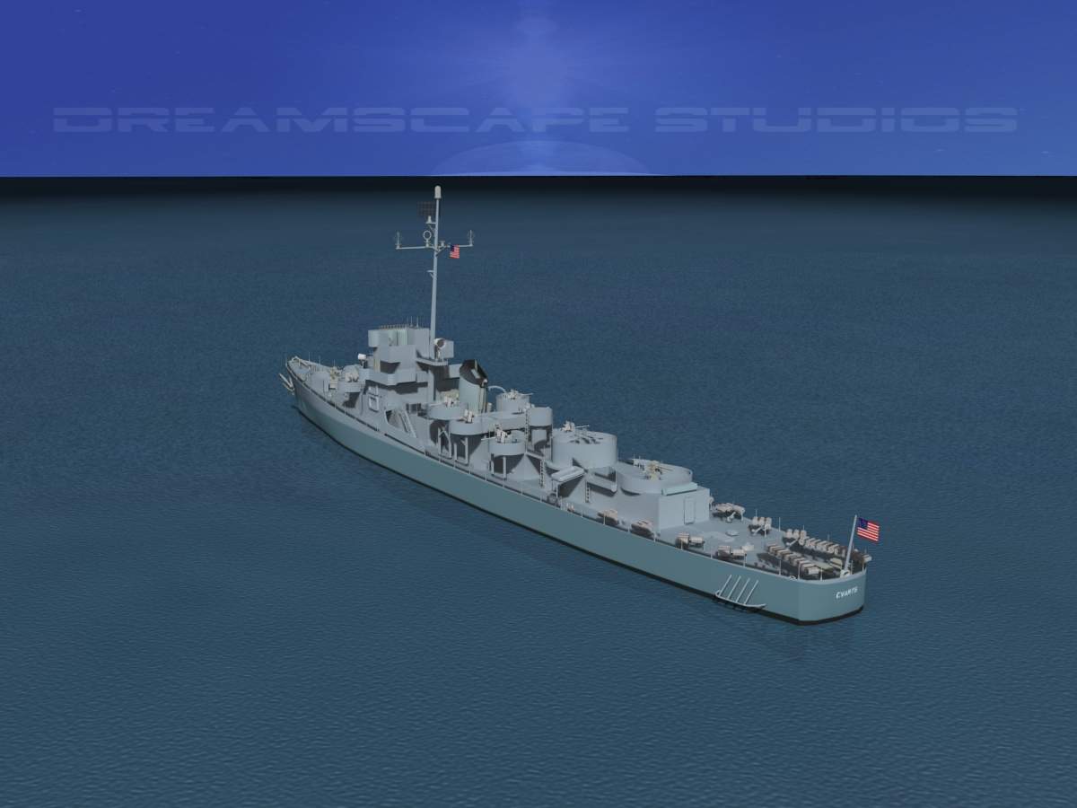 Evarts Class DE 5 USS Evarts - 3D Model by Dreamscape Studios