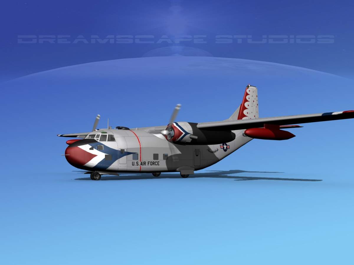 Fairchild C-123B Provider USAF Thunderbirds 3D Model by Dreamscape Studios