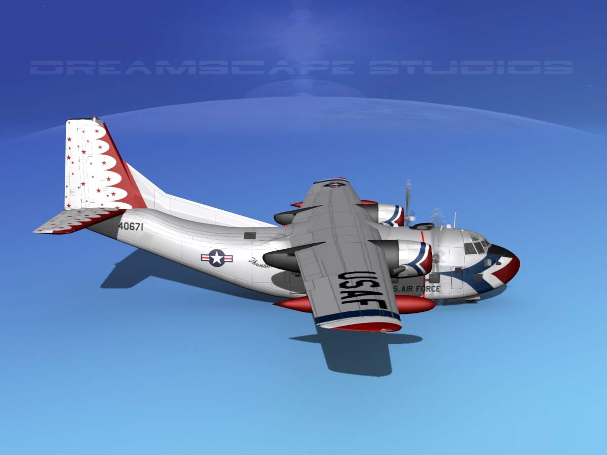 Fairchild C-123B Provider USAF Thunderbirds 3D Model by Dreamscape Studios