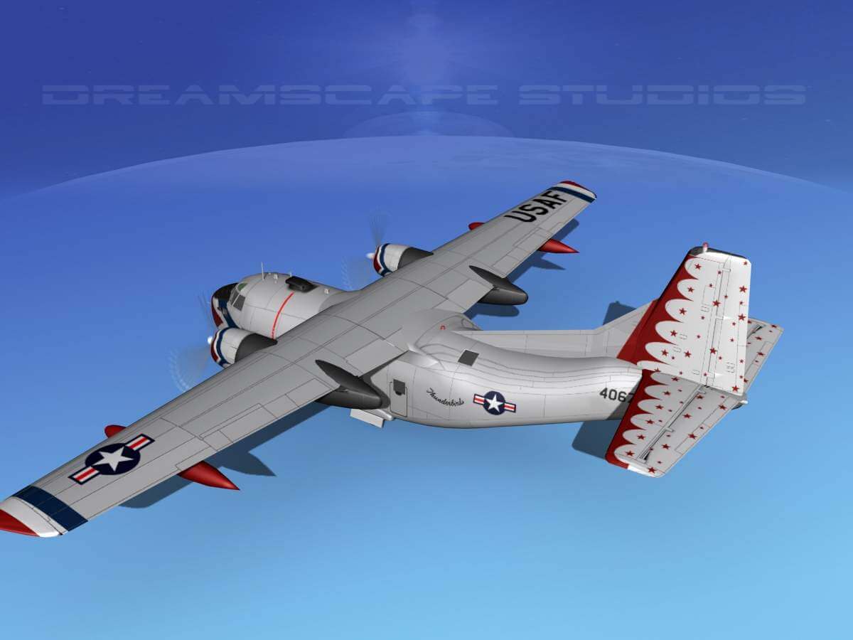 Fairchild C-123B Provider USAF Thunderbirds 3D Model by Dreamscape Studios
