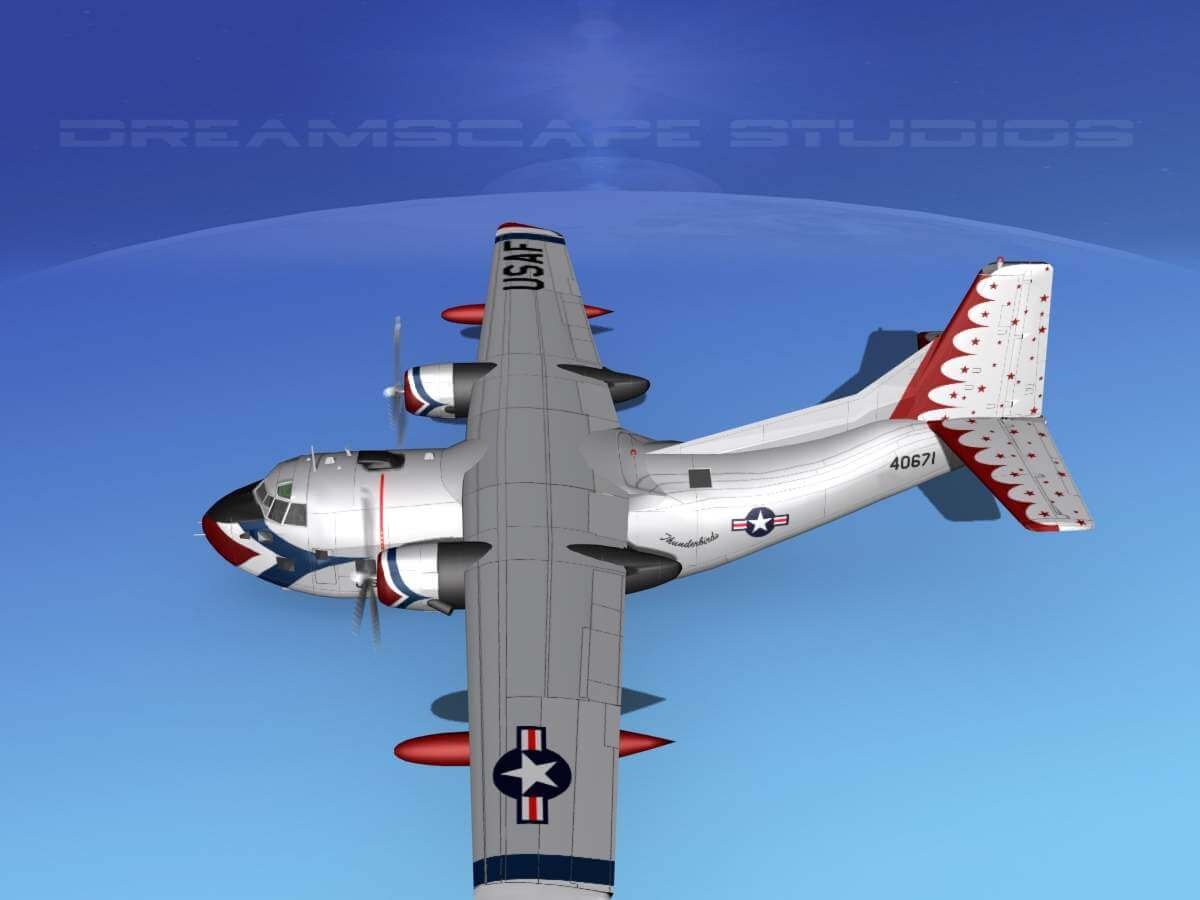 Fairchild C-123B Provider USAF Thunderbirds 3D Model by Dreamscape Studios