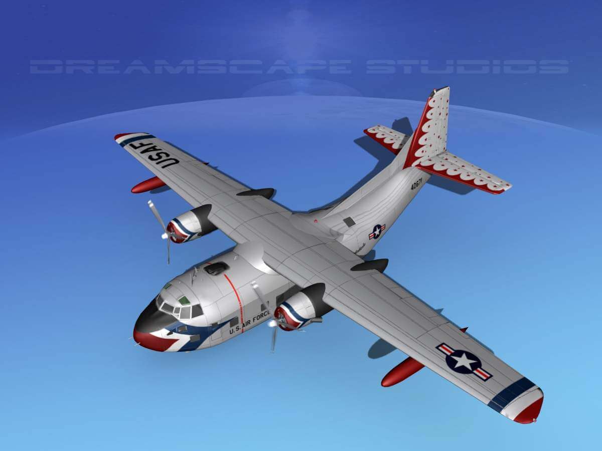 Fairchild C-123B Provider USAF Thunderbirds 3D Model by Dreamscape Studios