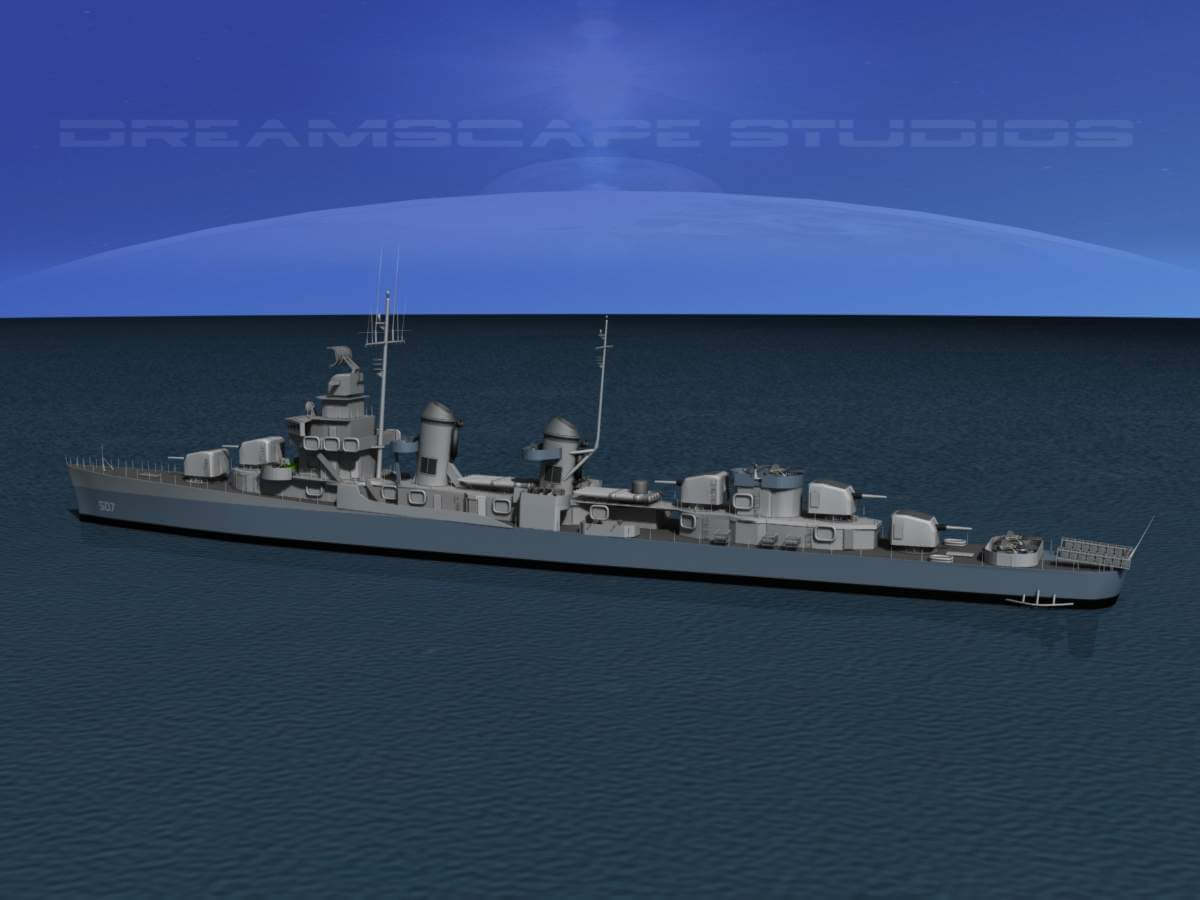 Fletcher Class Destroyer DD-507 USS Conway 3D Model by Dreamscape Studios