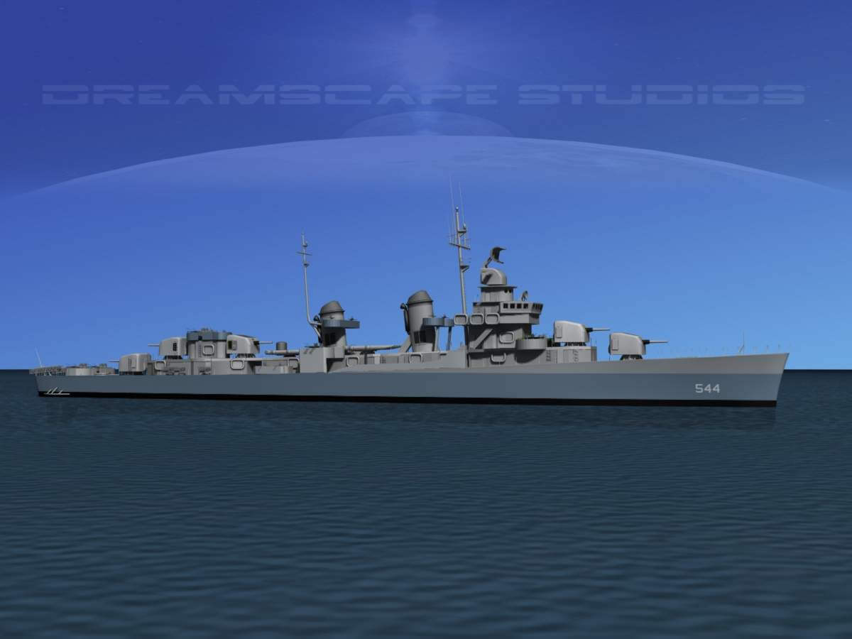 Fletcher Class Destroyer DD-544 USS Boyd 3D Model by Dreamscape Studios