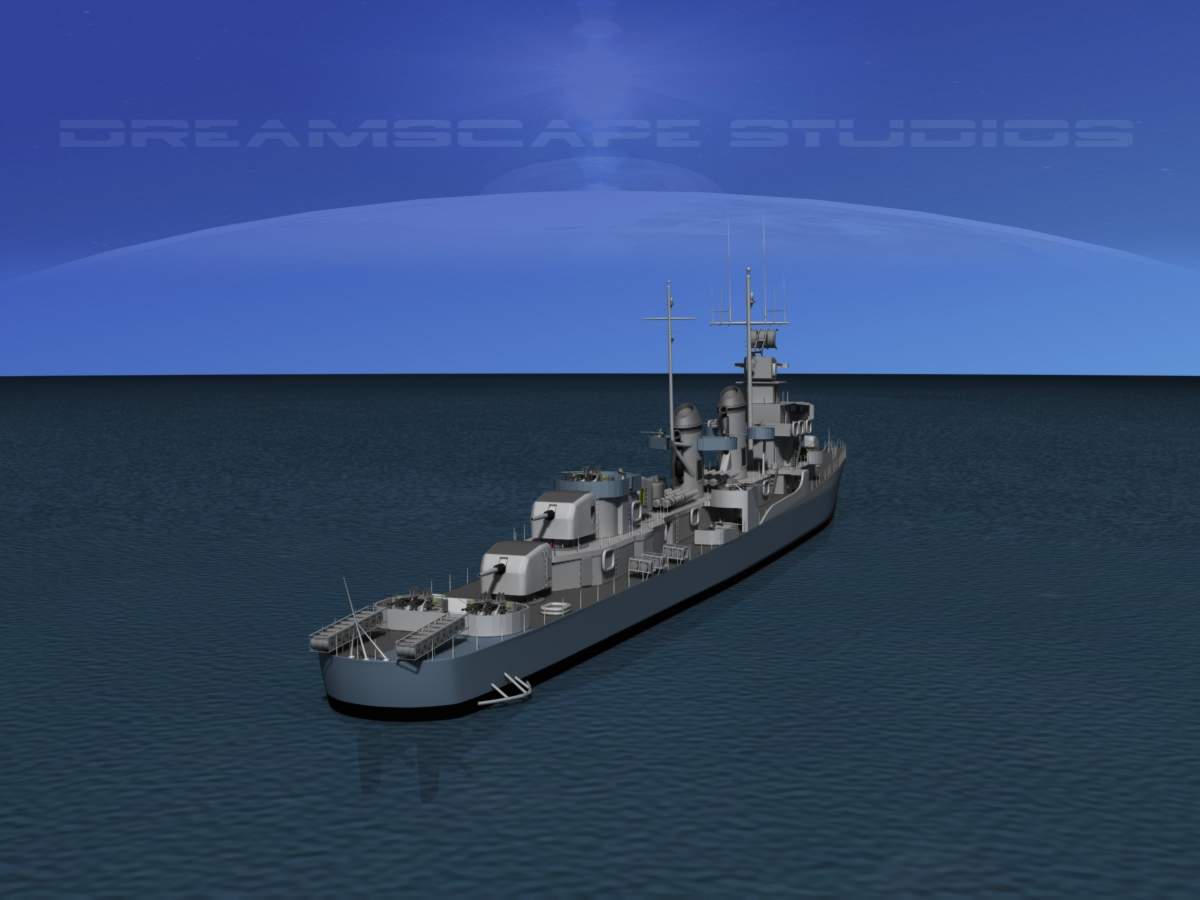 Fletcher Class Destroyer DD-544 USS Boyd 3D Model by Dreamscape Studios