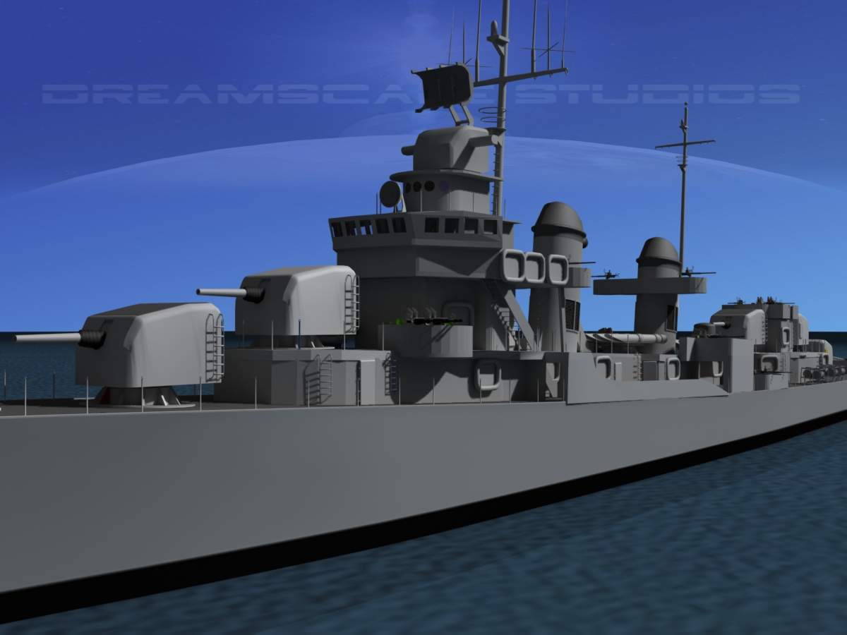 Fletcher Class Destroyer DD-544 USS Boyd 3D Model by Dreamscape Studios