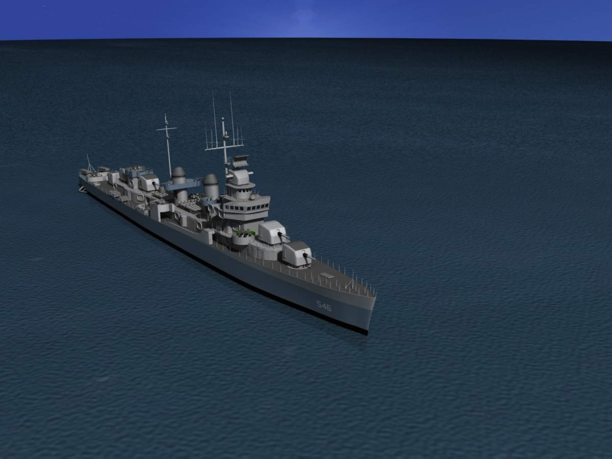 Fletcher Class Destroyer DD-546 USS Brown 3D Model by Dreamscape Studios