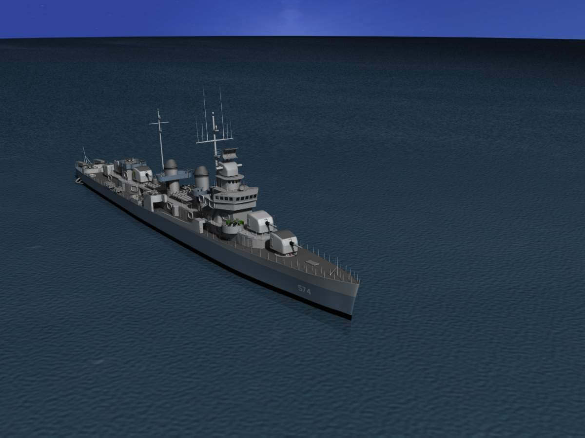 Fletcher Class Destroyer DD-574 USS John Rogers 3D Model by Dreamscape ...