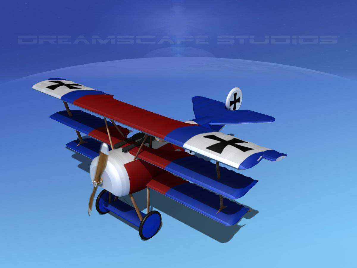 Fokker DR-1 Triplane V06 3D Model by Dreamscape Studios