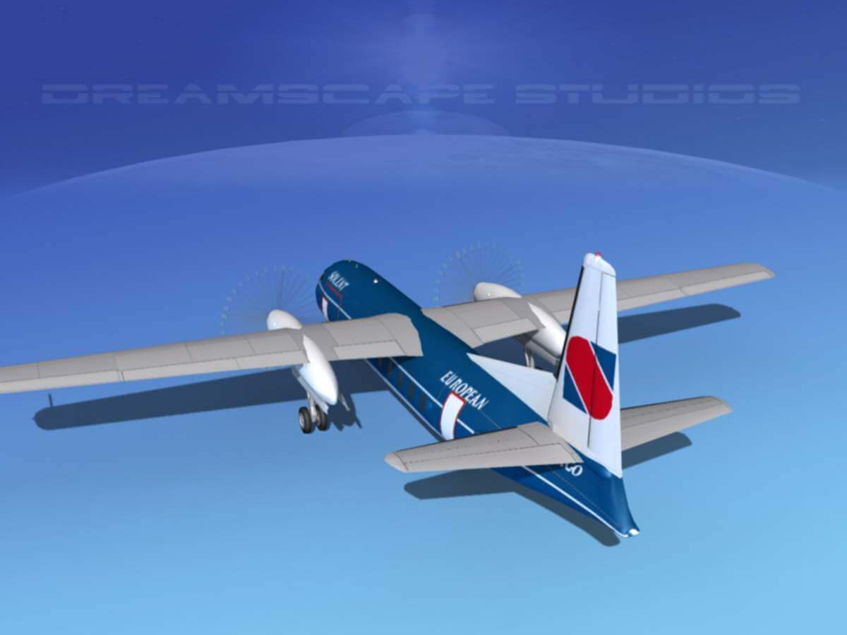 Fokker F-27 Solent European 3D Model by Dreamscape Studios
