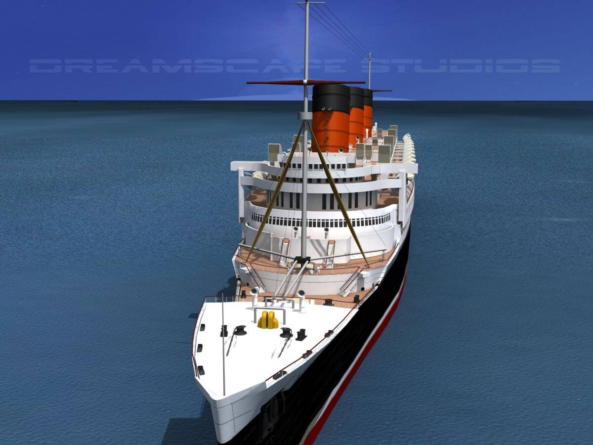 RMS Queen Mary 3D Render, Digital Art by Dreamscape Studios