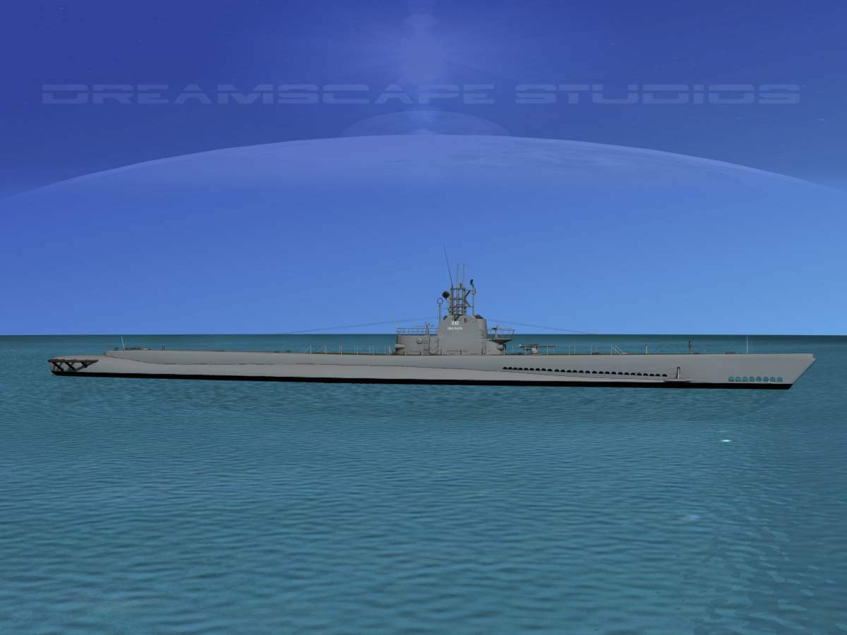 Gato Class Submarine SS212 USS Gato - 3D Model by Dreamscape Studios