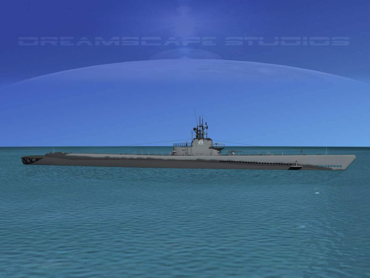Gato Class Submarine SS213 USS Greenling - 3D Model by Dreamscape Studios
