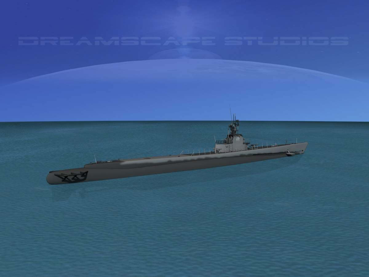 Gato Class Submarine SS213 USS Greenling - 3D Model by Dreamscape Studios