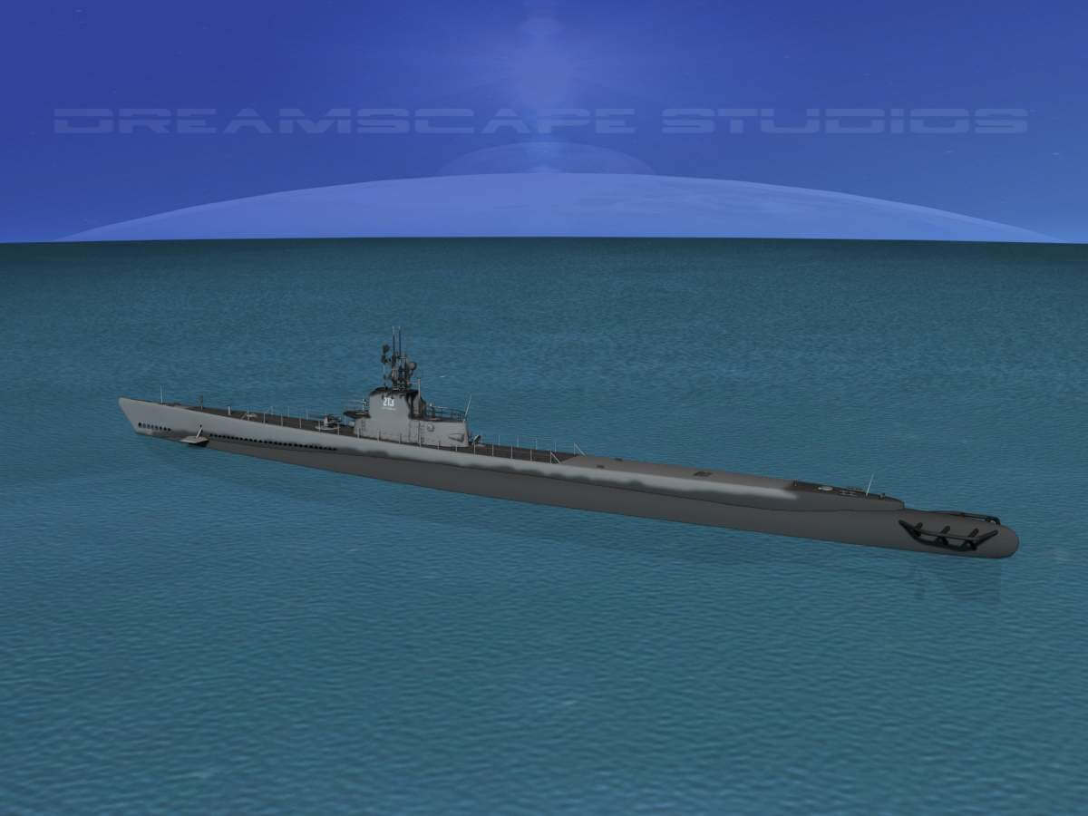 Gato Class Submarine SS213 USS Greenling - 3D Model by Dreamscape Studios