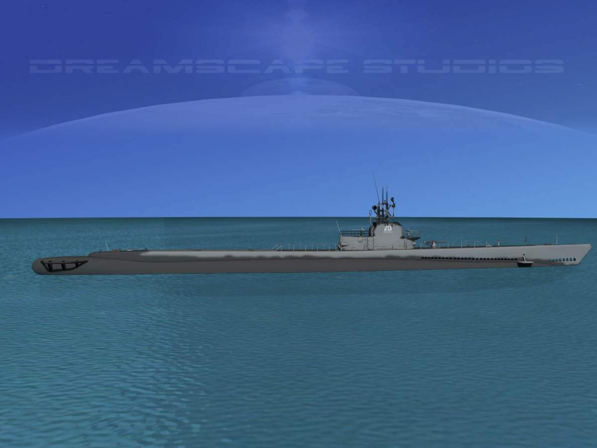 Gato Class Submarine SS213 USS Greenling - 3D Model by Dreamscape Studios