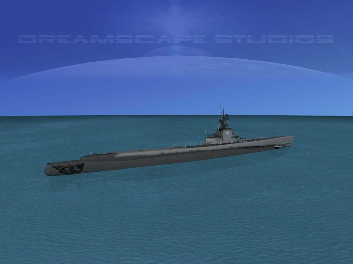 Gato Class Submarine SS222 USS Bluefish - 3D Model by Dreamscape Studios