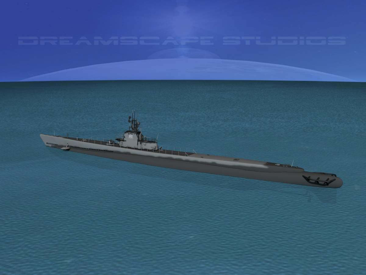 Gato Class Submarine SS222 USS Bluefish - 3D Model by Dreamscape Studios