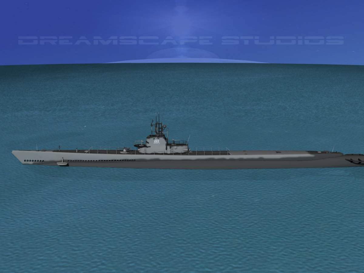 Gato Class Submarine SS222 USS Bluefish - 3D Model by Dreamscape Studios