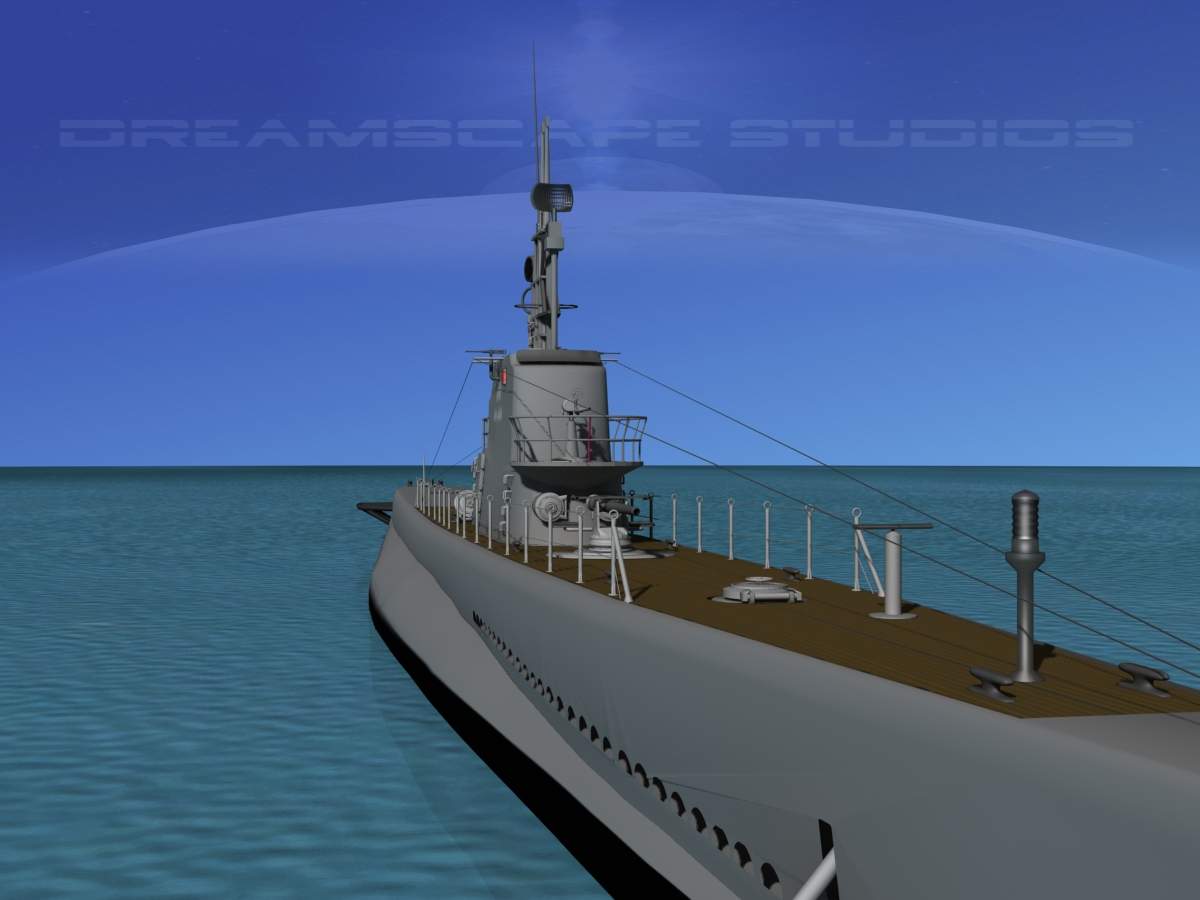 Gato Class Submarine SS222 USS Bluefish - 3D Model by Dreamscape Studios