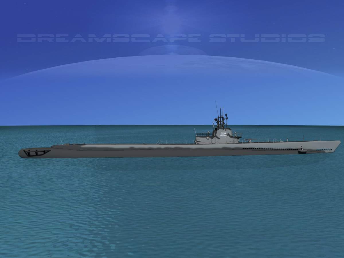Gato Class Submarine SS230 USS Finback - 3D Model by Dreamscape Studios