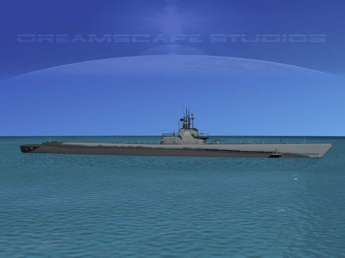 Gato Class Submarine SS246 USS Croaker - 3D Model by Dreamscape Studios