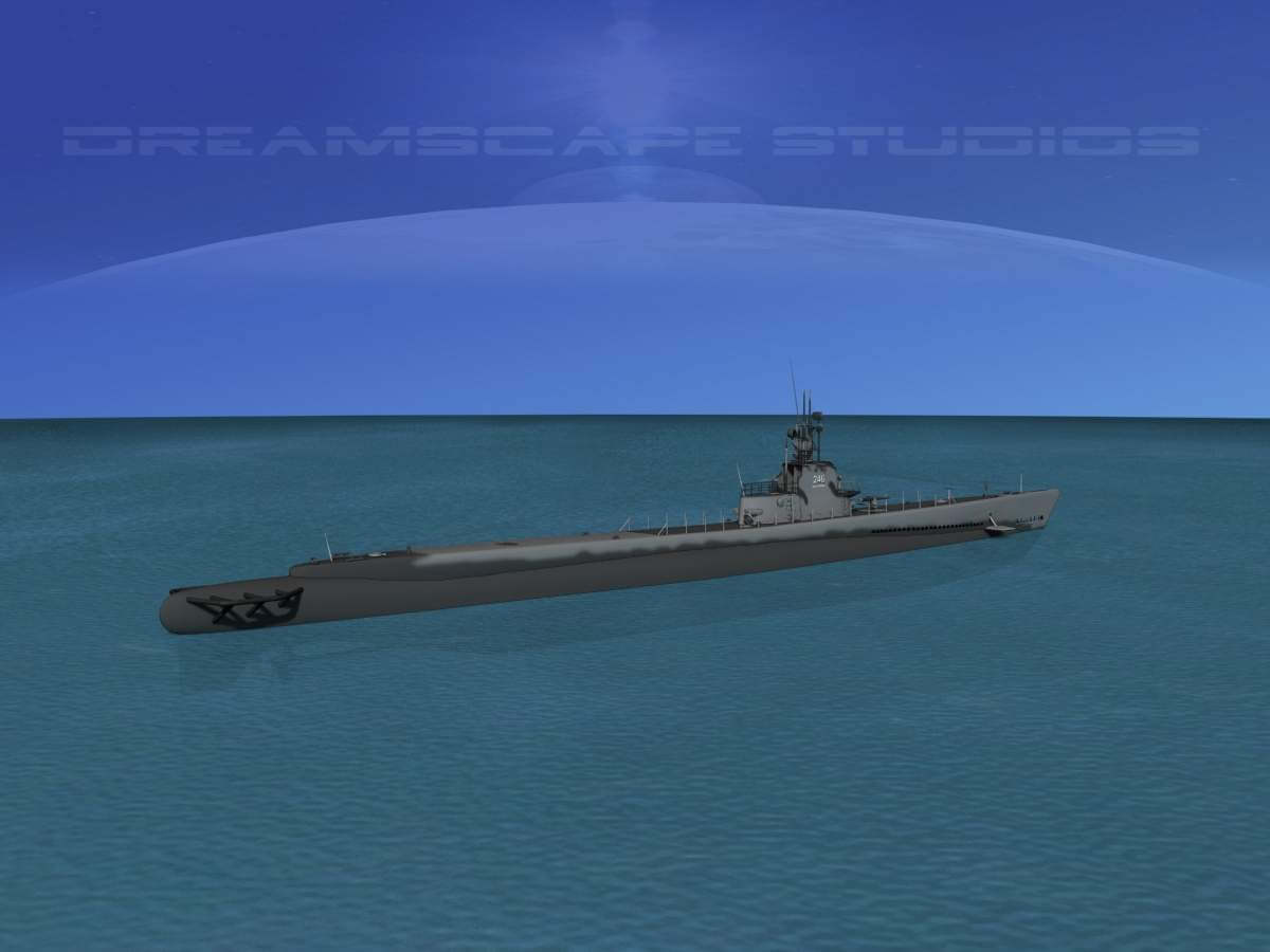 Gato Class Submarine SS246 USS Croaker - 3D Model by Dreamscape Studios