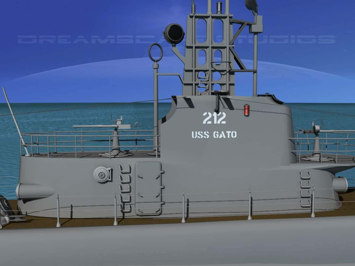 Gato Class Submarine SS249 USS Flasher - 3D Model by Dreamscape Studios