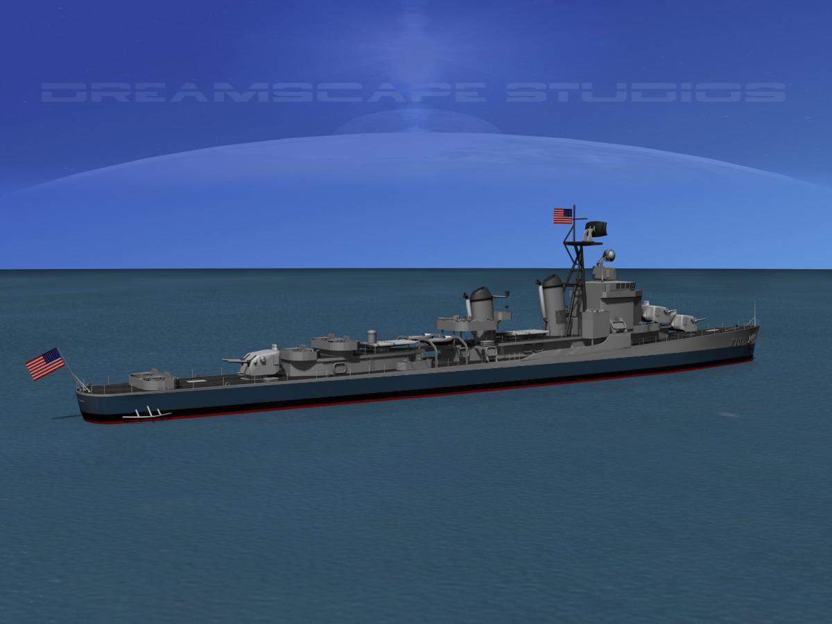 Gearing Class Destroyer DDR-710 USS Gearing 3D Model by Dreamscape Studios