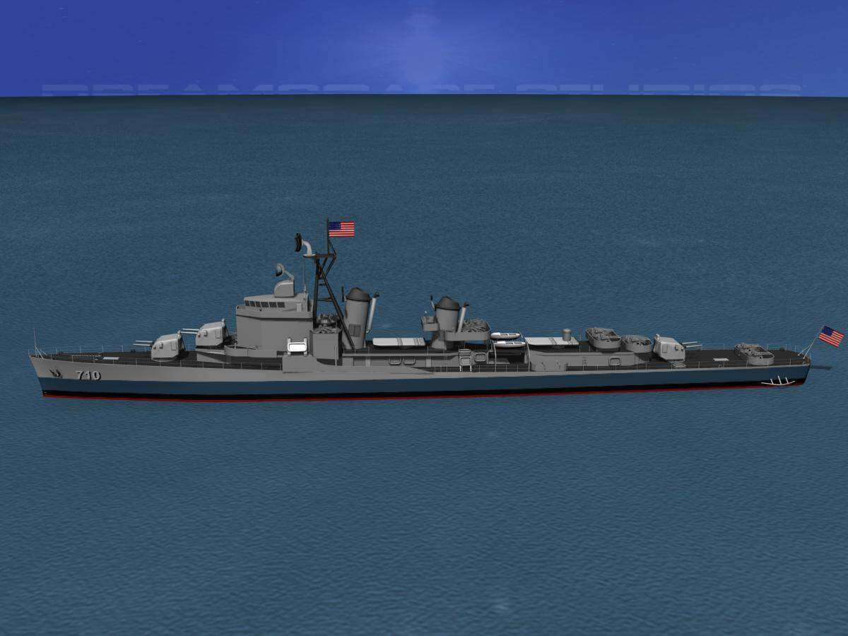 Gearing Class Destroyer DDR-710 USS Gearing 3D Model by Dreamscape Studios
