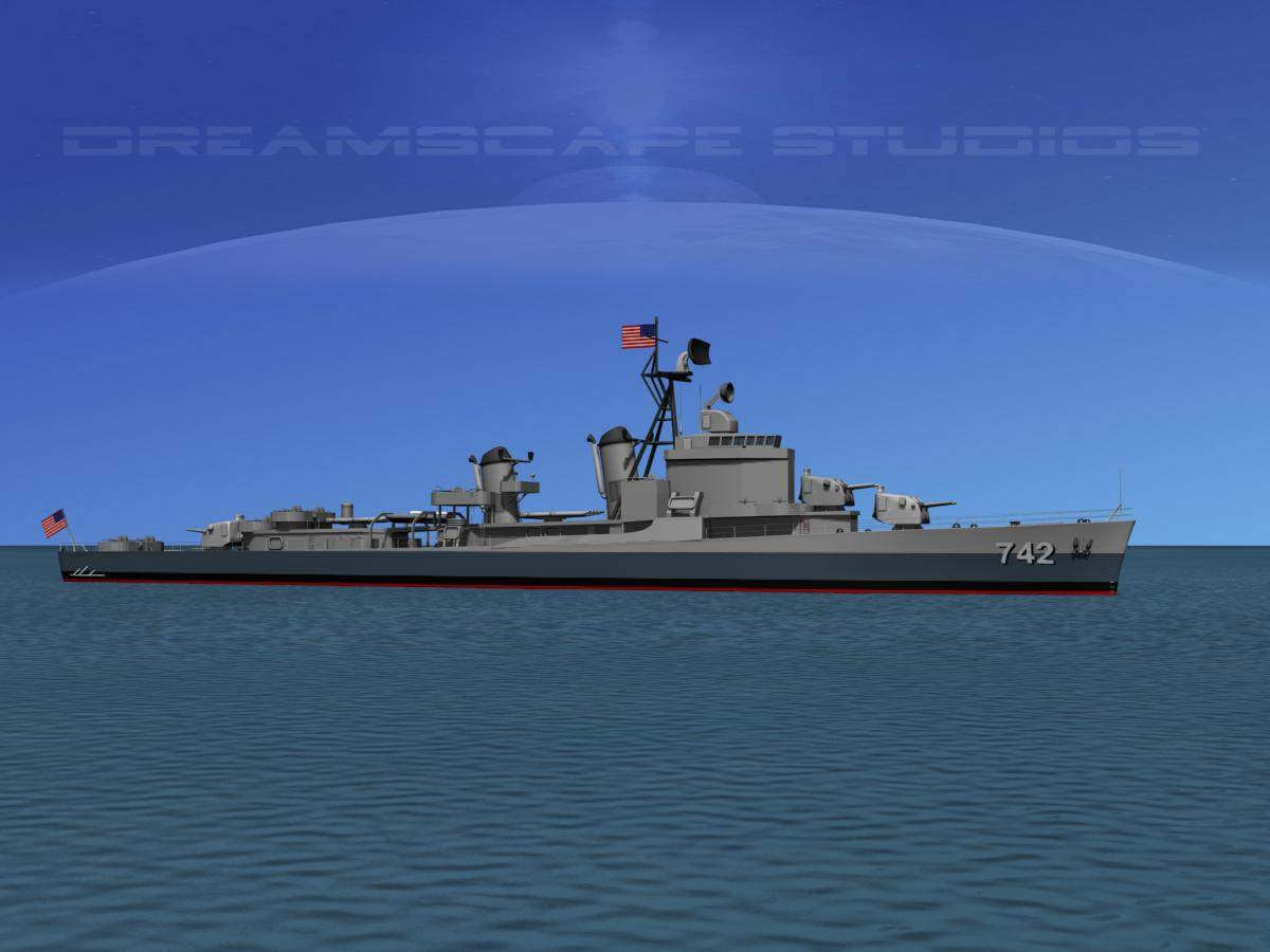 Gearing Class Destroyer DDR-742 USS Frank Knox 3D Model by Dreamscape ...