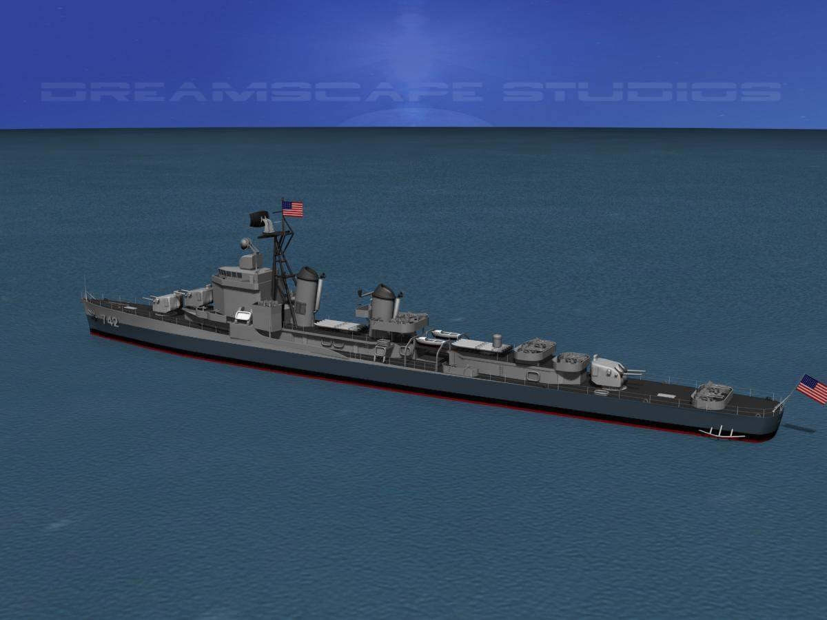 Gearing Class Destroyer DDR-742 USS Frank Knox 3D Model by Dreamscape ...