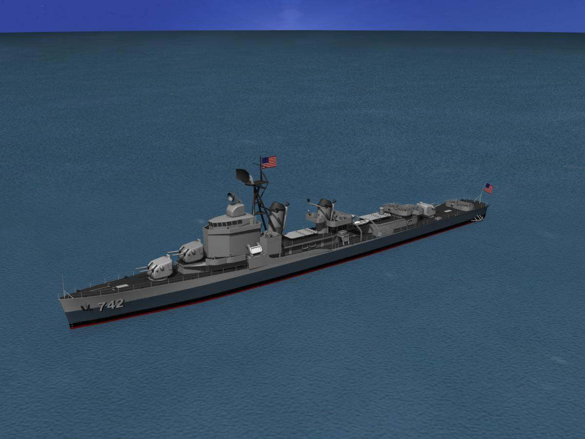 Gearing Class Destroyer DDR-742 USS Frank Knox 3D Model by Dreamscape ...